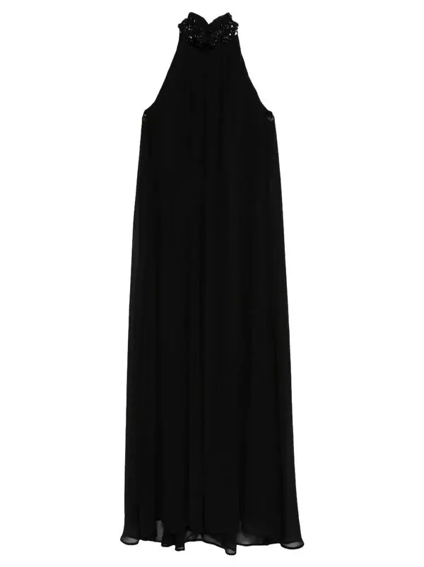 P.a.r.o.s.h Embellished Halterneck Midi Dress - Black