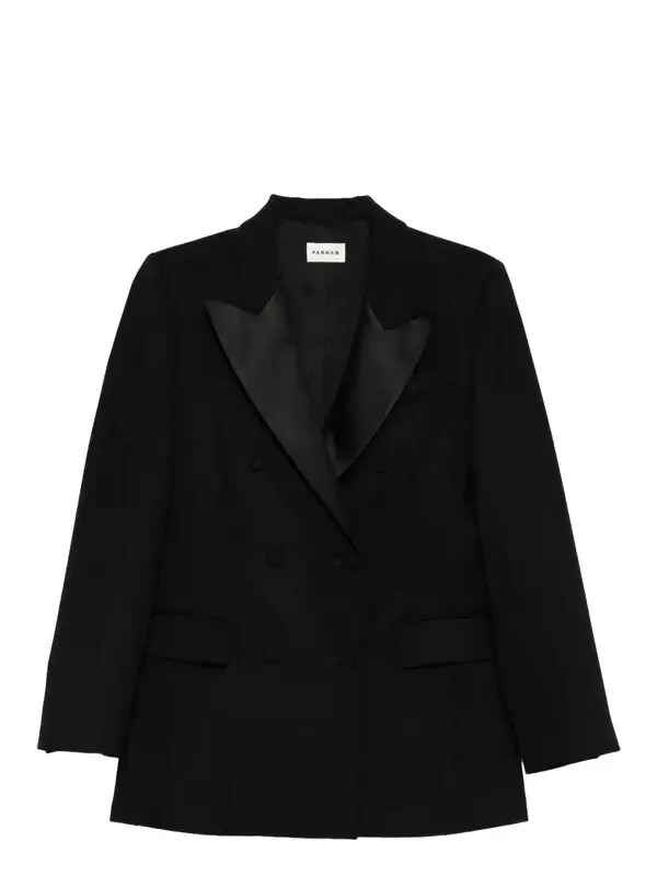P.a.r.o.s.h Satin Lapel Double-breasted Jacket - Black