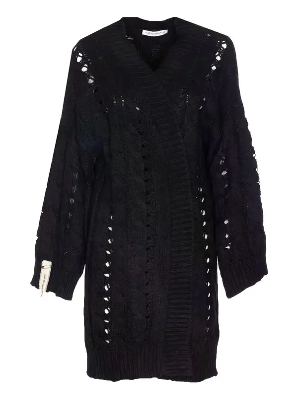 MAR DE MARGARITAS Cable-knit Open-weave Cardigan - Black