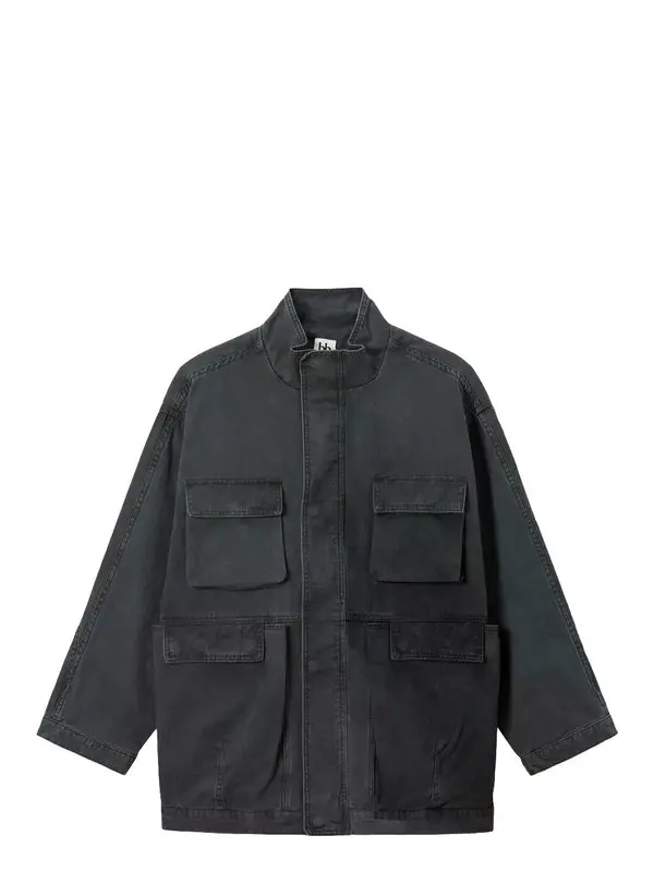 B+AB Multiple-pocket Cotton Military Jacket - Black