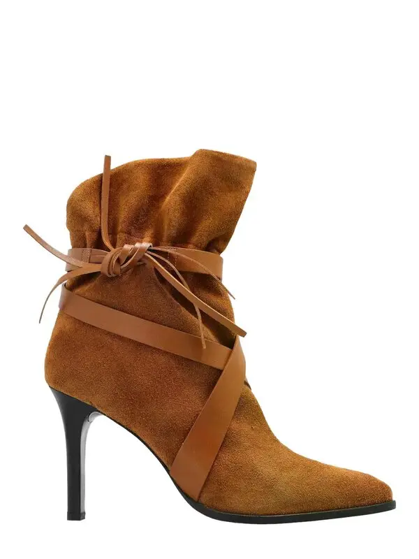 Isabel Marant 100mm Suede Wrap-tie Ankle Boots - Brown
