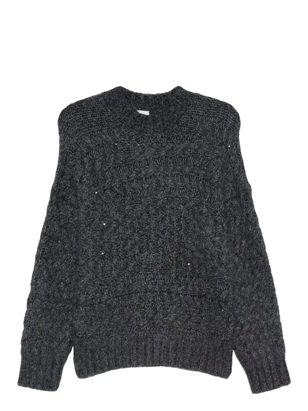 Eleventy Cable-knit Sequin-embellished Sweater - Grey