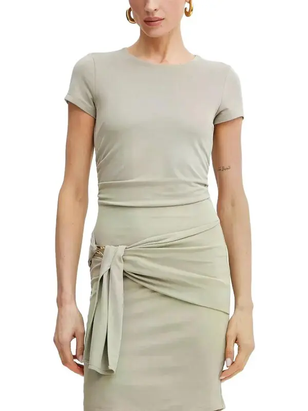 Guess Tie-front Short-sleeve Dress - Neutrals
