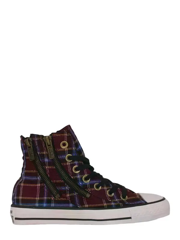 CONVERSE Dual-zip Plaid Sneakers - Red