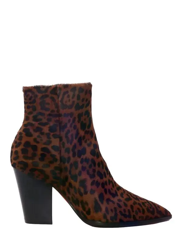 Santoni Leopard-print Block-heel Ankle Boots - Brown