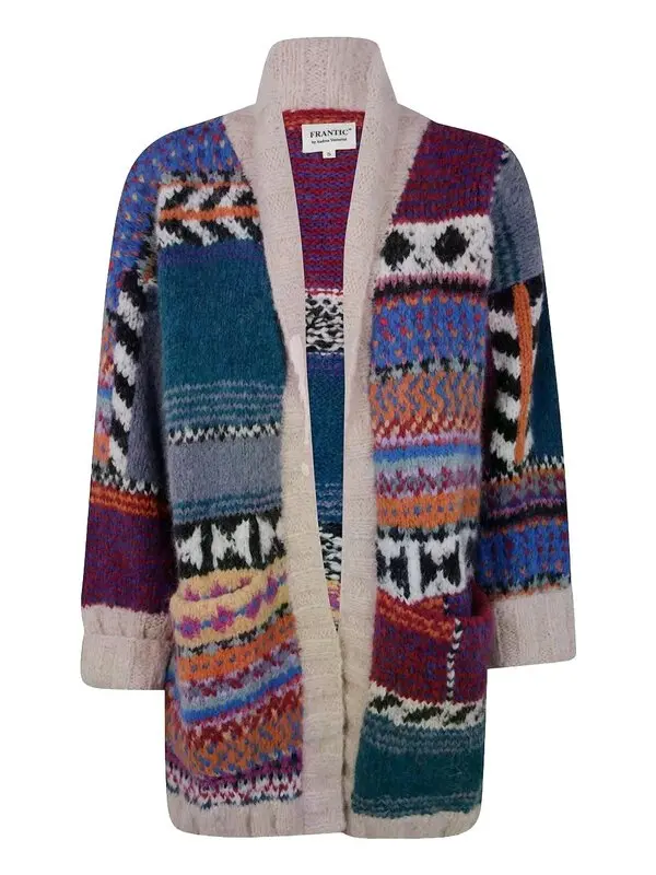 FRANTIC Patchwork Alpaca Wool Cardigan - White
