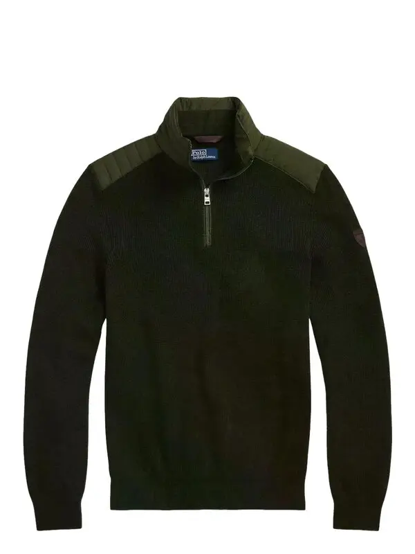 Ralph Lauren Quilted-panel Half-zip Sweater - Green