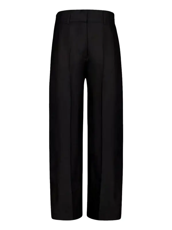 PAULA Pleated Silk Twill Trousers - Black