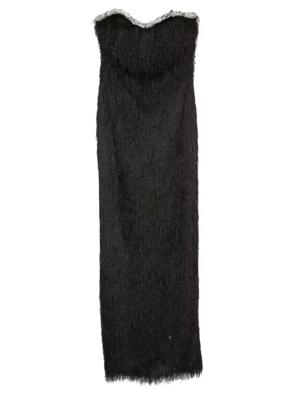 Amen Embellished Fringed Maxi Dress - Black