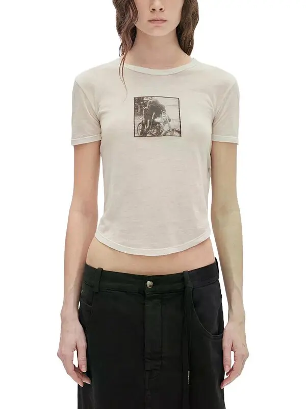 ANN DEMEULEMEESTER Graphic-print Jersey T-shirt - Neutrals