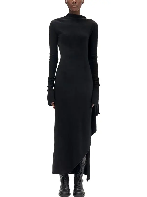 ANN DEMEULEMEESTER Wool High-neck Dress - Black