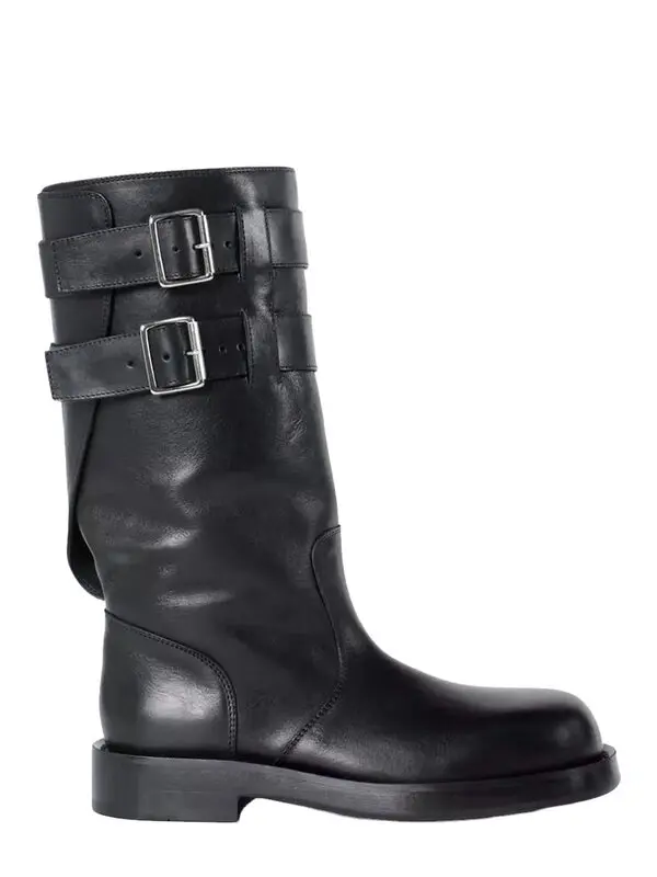 ANN DEMEULEMEESTER Double-buckle Calfskin Boots - Black