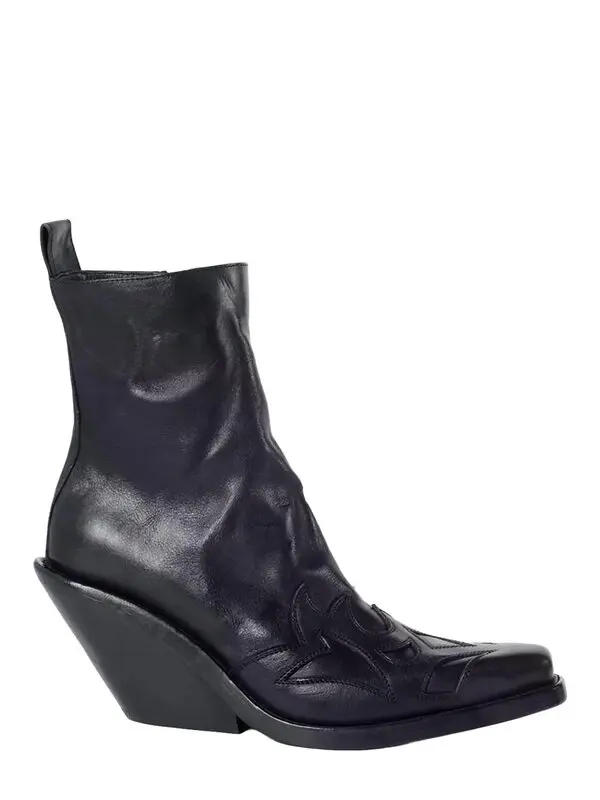 ANN DEMEULEMEESTER Leather Carved-detail Boots - Black