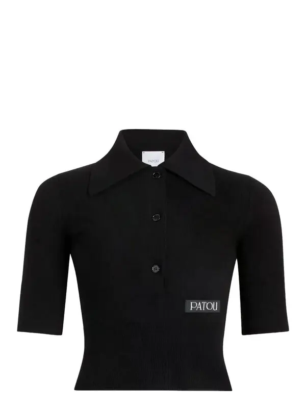 Patou Logo-patch Polo Top - Black