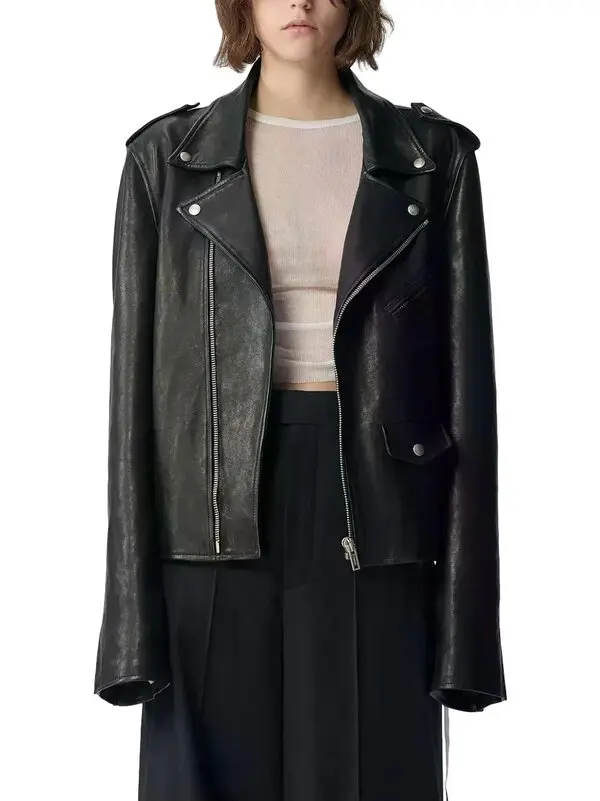 ANN DEMEULEMEESTER Anu Perfecto Leather Jacket - Black