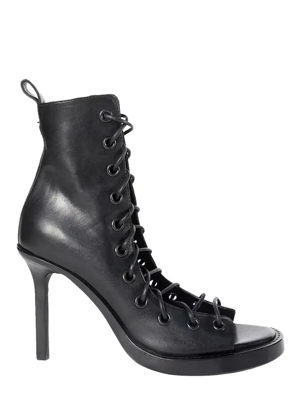ANN DEMEULEMEESTER Hilla Leather Peep-toe Platform Boots - Black
