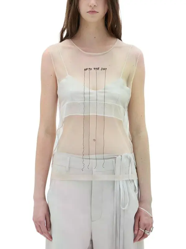 ANN DEMEULEMEESTER Sleeveless Mesh Panelled Top - Neutrals