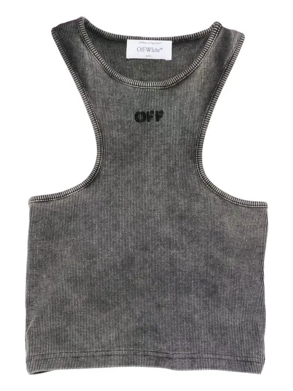 Off-White Logo-embroidered Crop Top - Grey