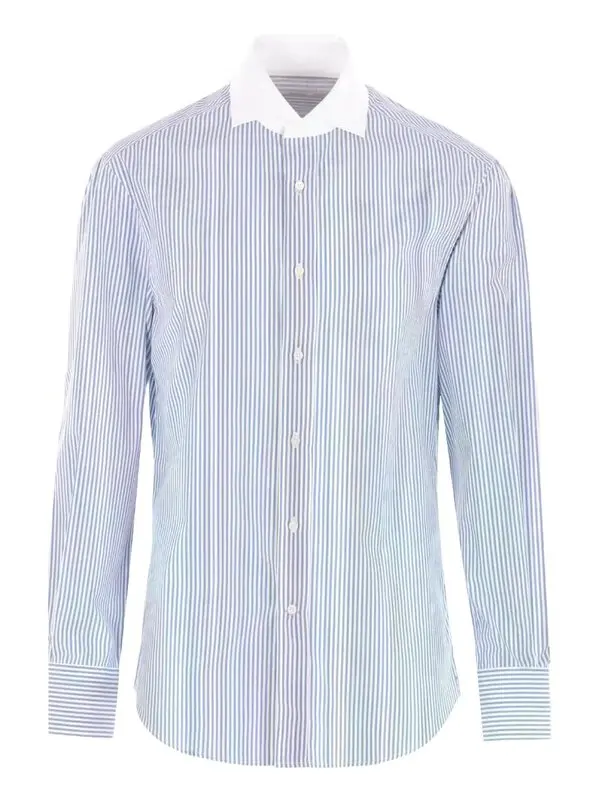Brunello Cucinelli Striped Cotton Poplin Shirt - Blue
