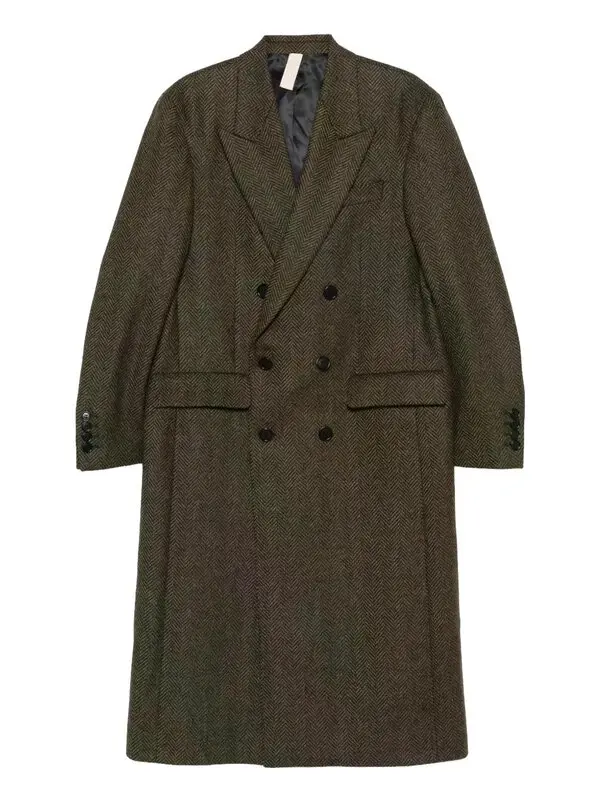 SUNFLOWER Herringbone Double-breasted Coat - Green