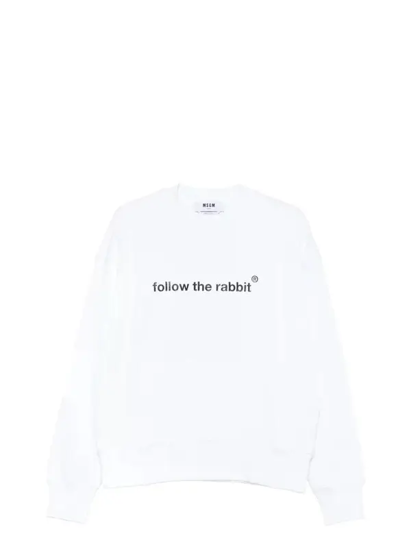 MSGM Ribbed-trim Sweatshirt With Graphic Print - White