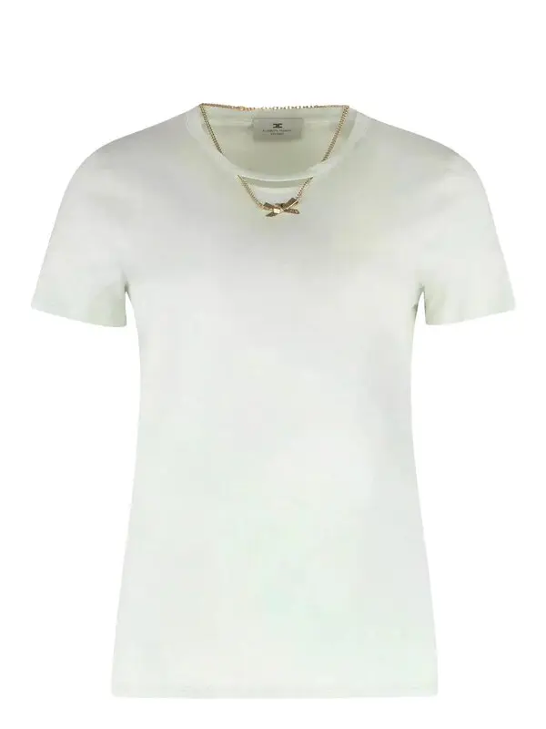 Elisabetta Franchi Cotton T-shirt With Chain Detail - Green