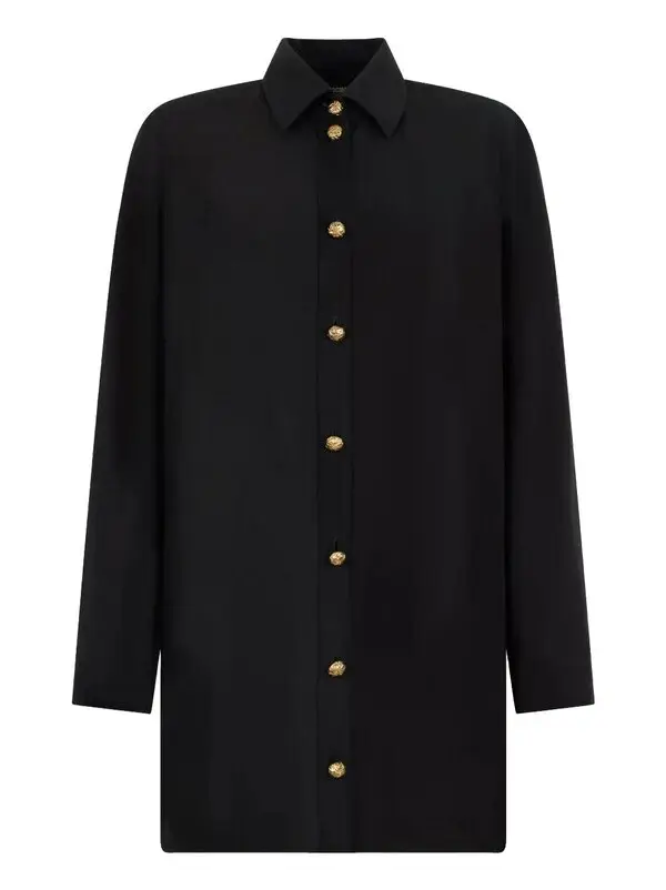 Roberto Cavalli Gold-button Shirt Dress - Black
