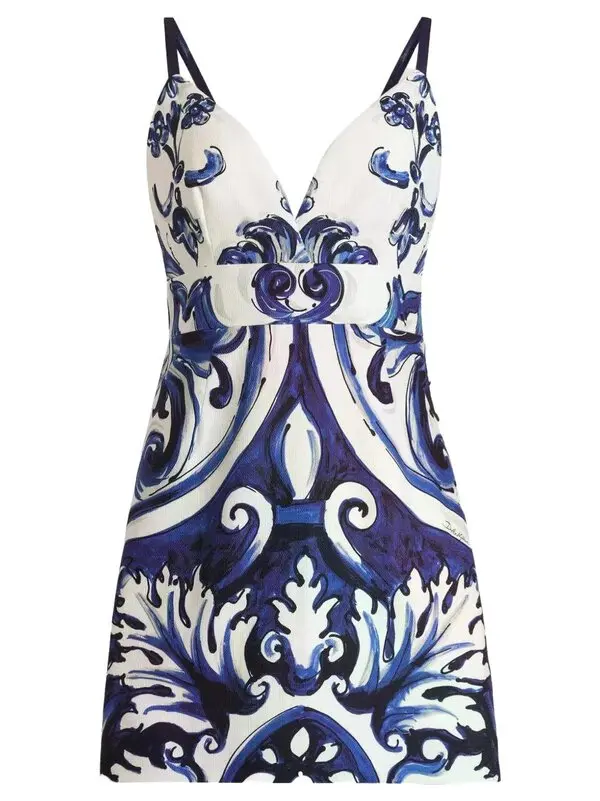 Dolce & Gabbana Majolica Mini Dress - Blue