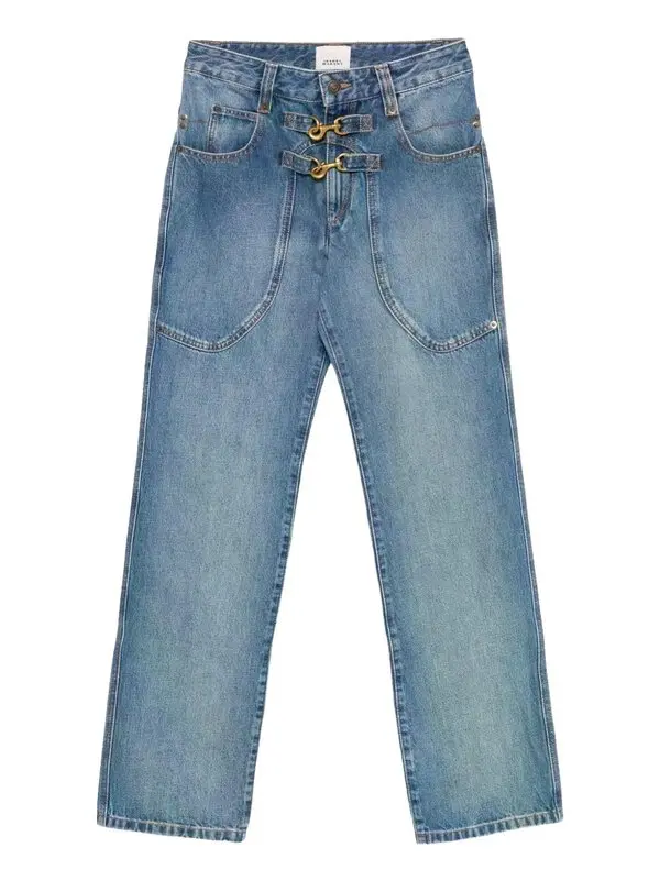 Isabel Marant Buckled Patch-pocket Jeans - Blue
