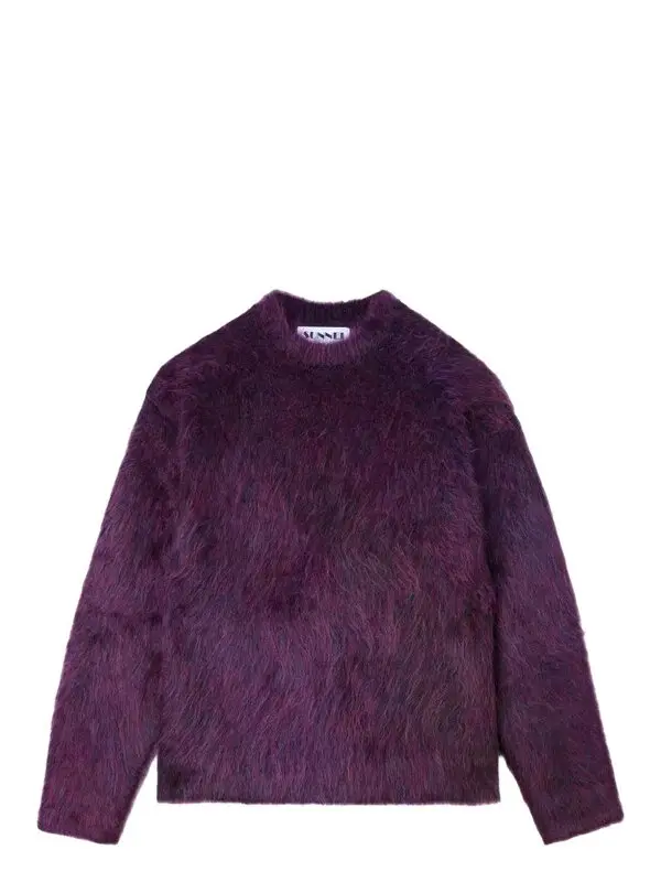 Sunnei Hairy-knit Crew-neck Sweater - Purple