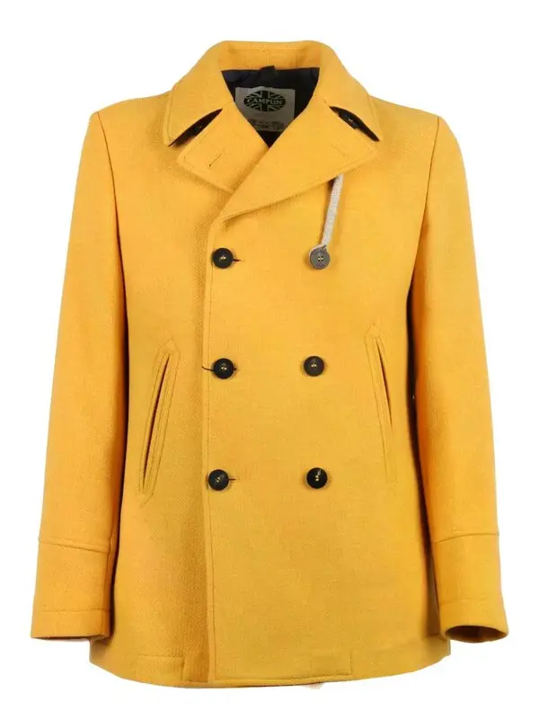 CAMPLIN Double-breasted Wool-blend Pea Coat - Yellow