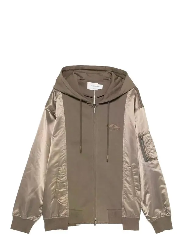 FENG CHEN WANG Satin-panel Hooded Jacket - Neutrals
