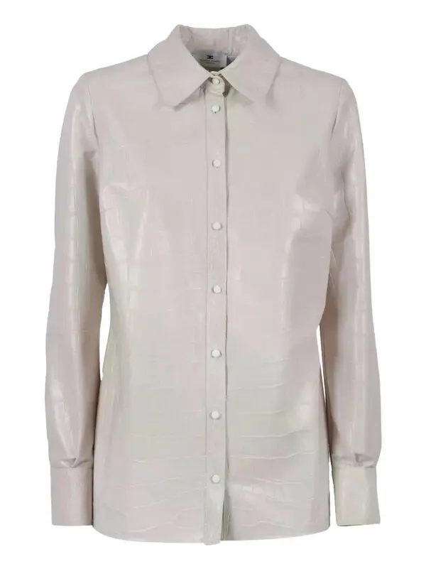Elisabetta Franchi Crocodile-effect Button-front Shirt - Neutrals