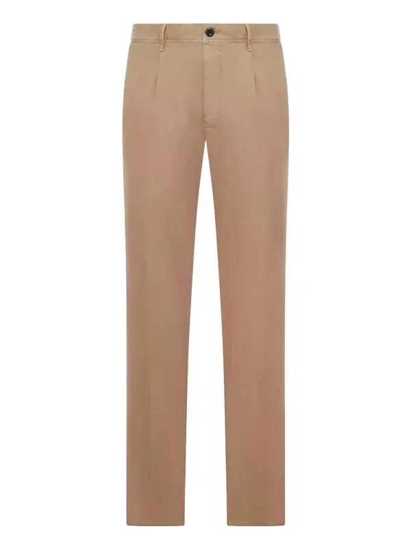 Incotex Pleated Cotton Chinos - Neutrals