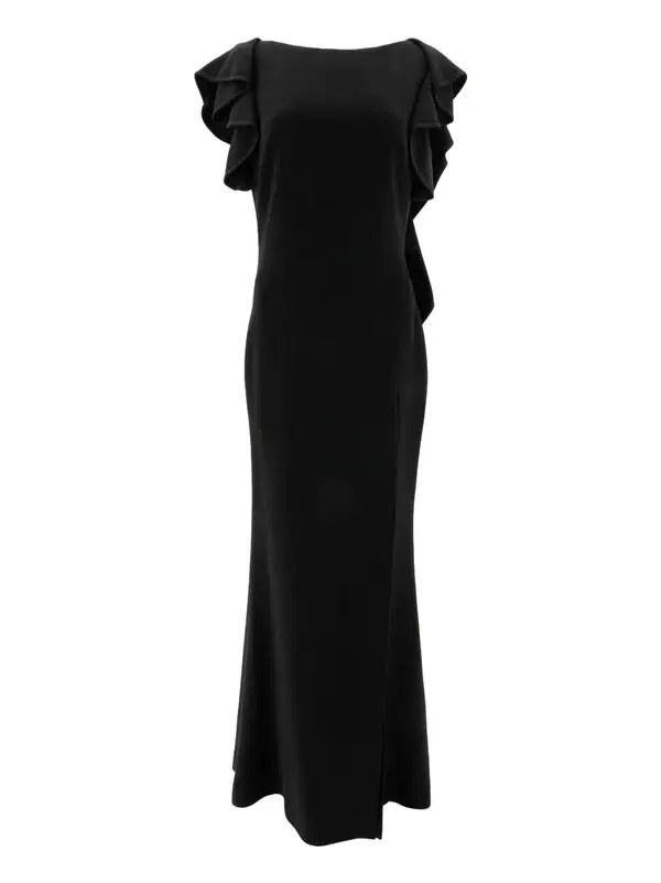 Elie Saab Ruffled Sleeve Fishtail Hem Dress - Black