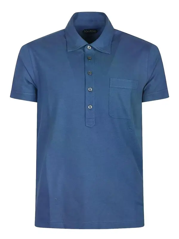 TOM FORD Chest-pocket Cotton Polo Shirt - Blue