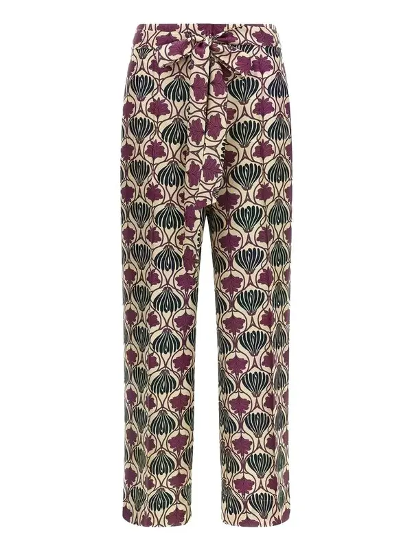 Max Mara Floral-print Belted Trousers - Neutrals