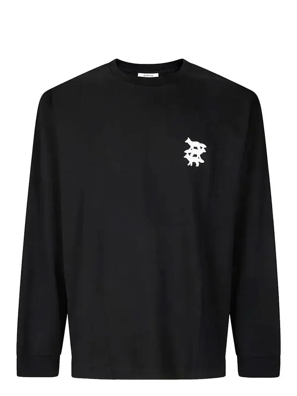Maison Kitsuné Logo-print Long-sleeve T-shirt - Black