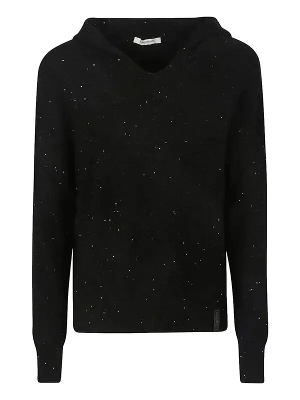 HINNOMINATE Sequin-embellished Hooded Sweater - Black