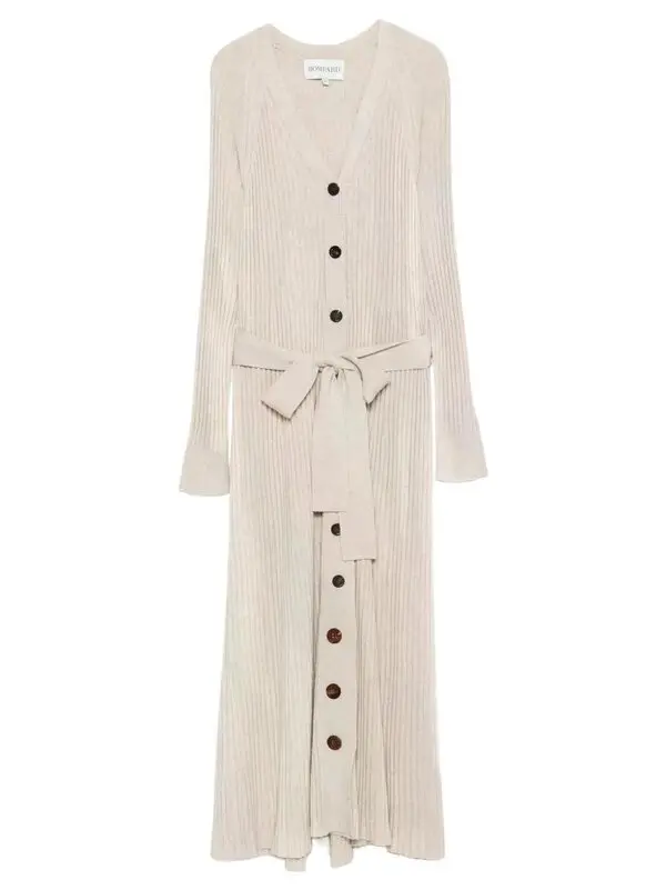 Eric Bompard Ribbed Buttoned Maxi Dress - Neutrals