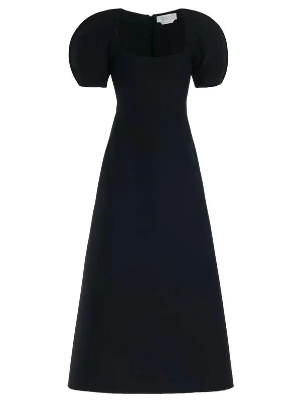 Gabriela Hearst Niahm Puff-sleeve Square-neck Midi Dress - Black
