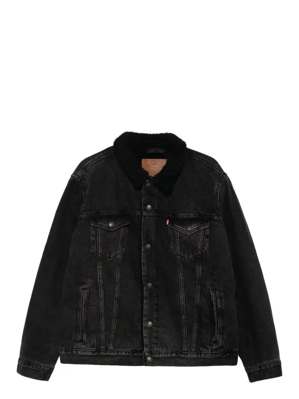 LEVI'S Sherpa-collar Denim Trucker Jacket - Black