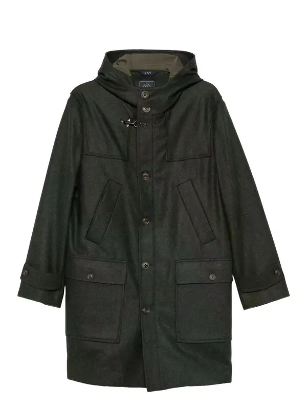 FAY Patch-pocket Single-breasted Coat - Green