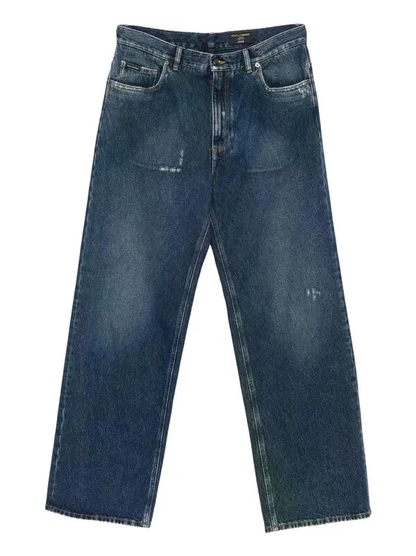 Dolce & Gabbana Distressed Straight-leg Jeans - Blue