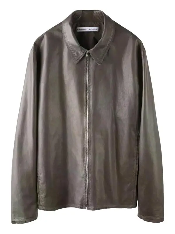 POST ARCHIVE FACTION Leather Zip-front Jacket - Brown