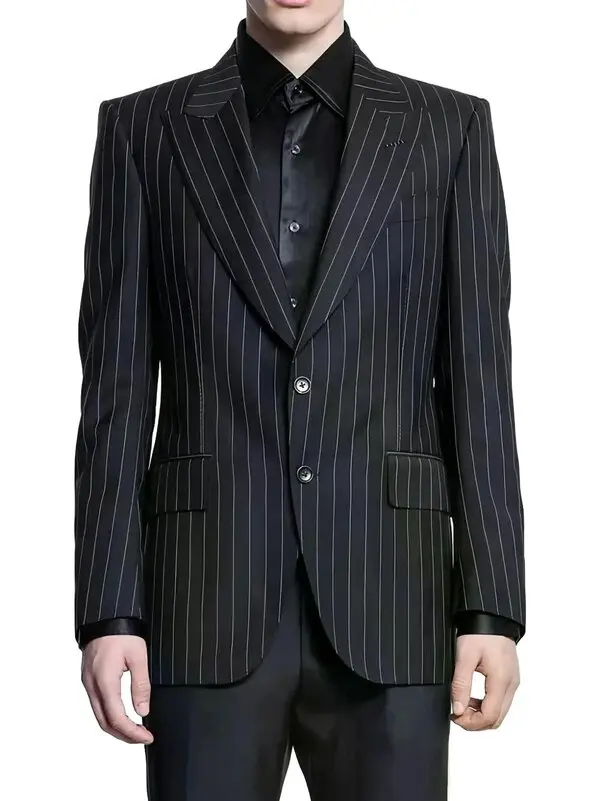 TOM FORD Pinstripe Single-breasted Blazer - Black