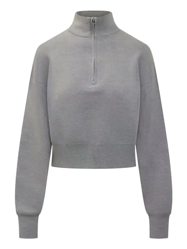 Victoria Beckham Half-zip High-neck Sweater - Grey
