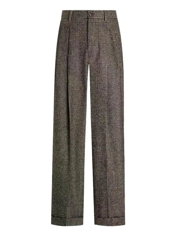 Dolce & Gabbana Pleated Check Wide-leg Trousers - Grey