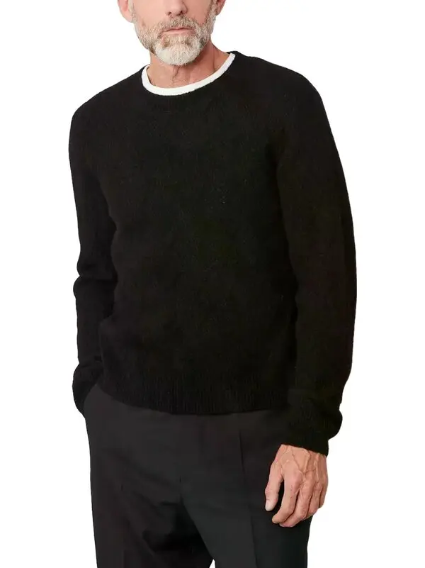 Officine Générale Herringbone Wool And Lamb Fur Sweater - Black