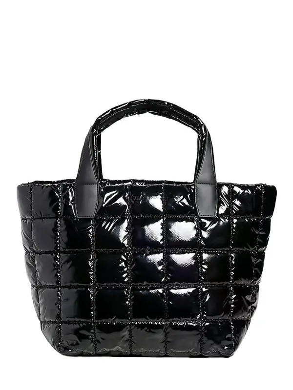 VEECOLLECTIVE Quilted Artificial Leather Tote Bag - Black